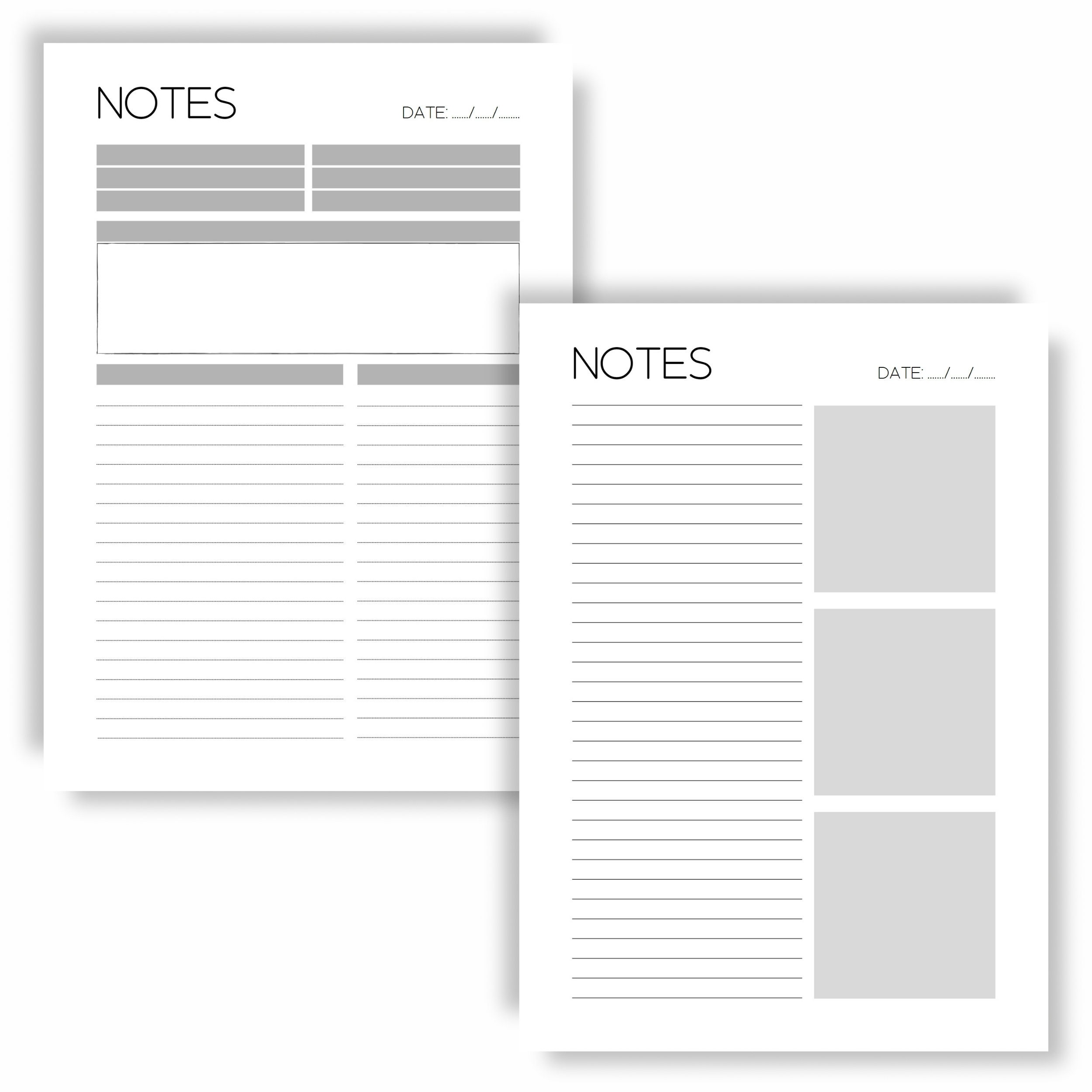Notes Pages Printable Lined Notes Pages Notes Planner Study - Etsy