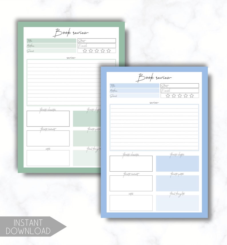 Printable Book Review Template Colorful Book Review Cute - Etsy