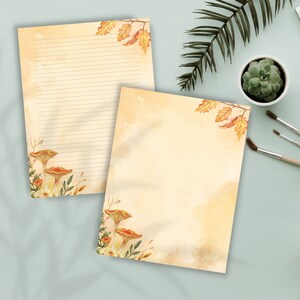 Watercolor Fall Stationery: Lined & Blank Writing Paper (digital ...
