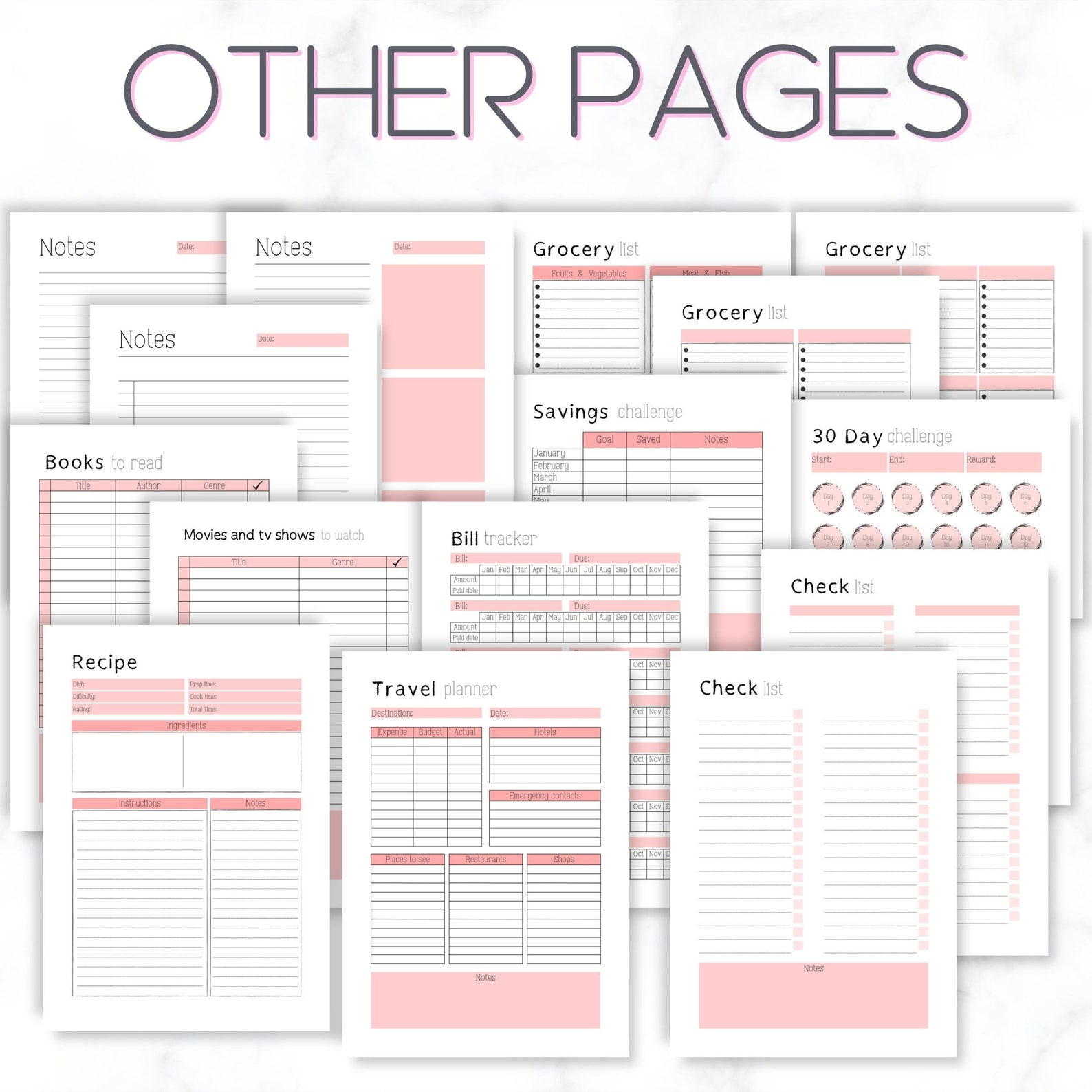 2023 Planner Pink Printable Daily Planner Weekly Planner - Etsy