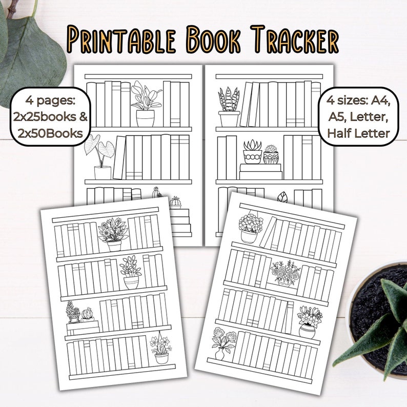 Bookshelf Reading Tracker Printable: 25 & 50 Books (digital Download ...