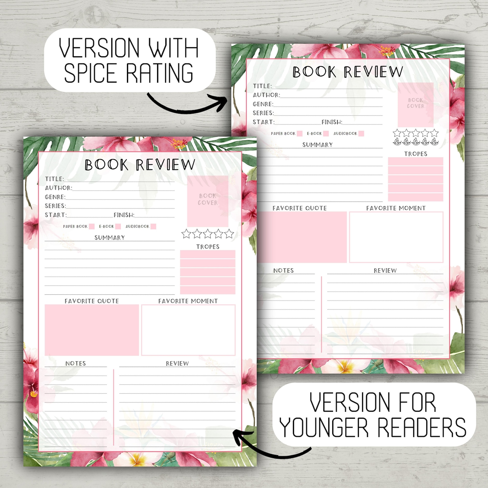 Printable Book Review Summer Reading Tracker Printable - Etsy