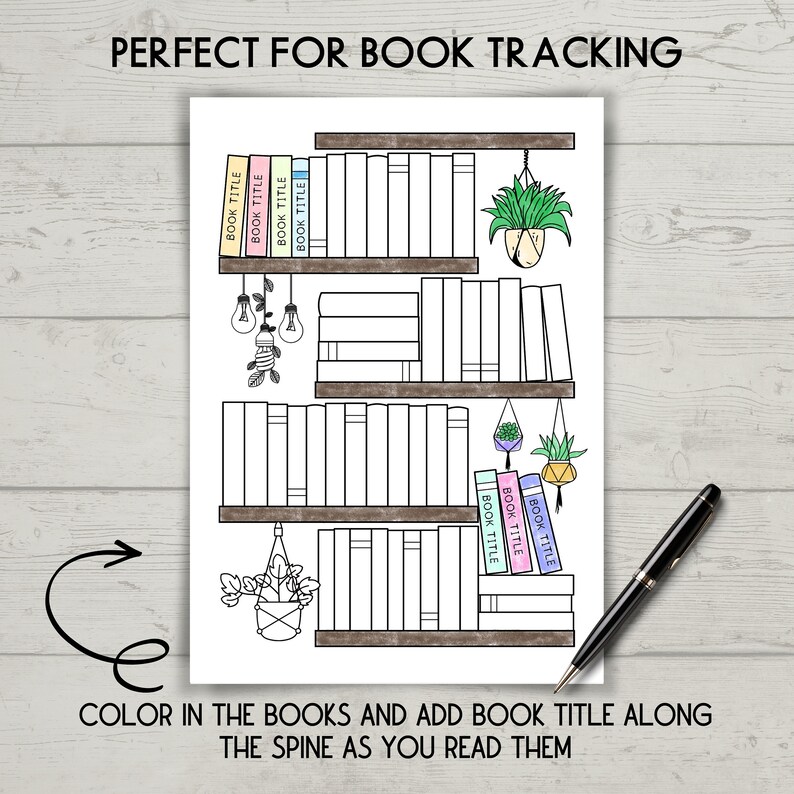 Bookshelf Reading Tracker Printable: 50 Books (digital Download) - Etsy