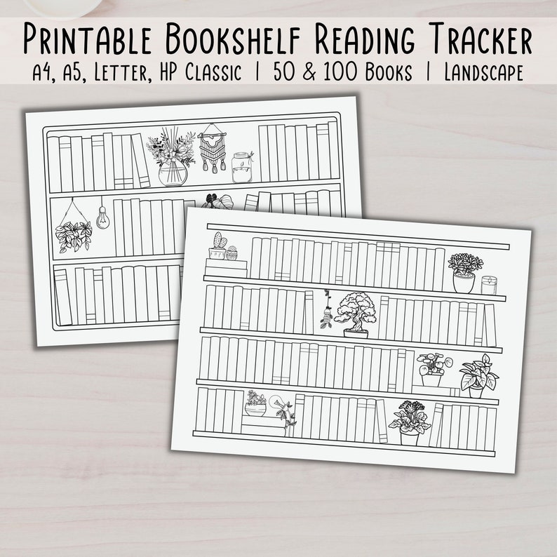 Bookshelf Reading Tracker Printable: 50 & 100 Books (PDF) - Etsy