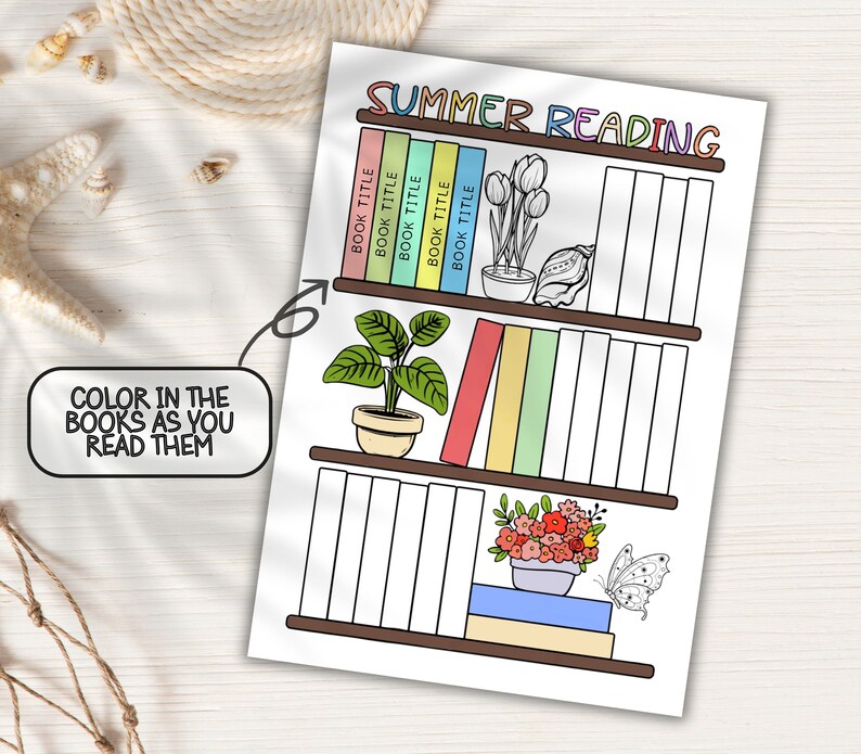 Summer Reading Bookshelf Tracker: 25 or 50 Books (digital Download) - Etsy