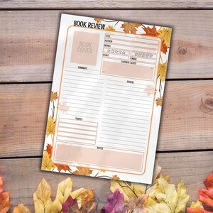Printable Book Review Template, Fall Reading Tracker, Printable Reading ...