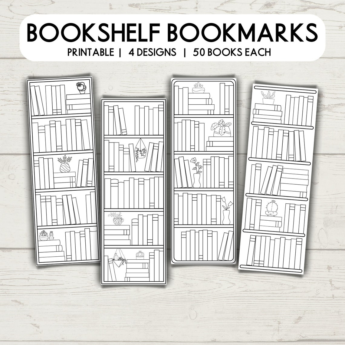 Printable Bookshelf Bookmarks Reading Tracker Coloring - Etsy