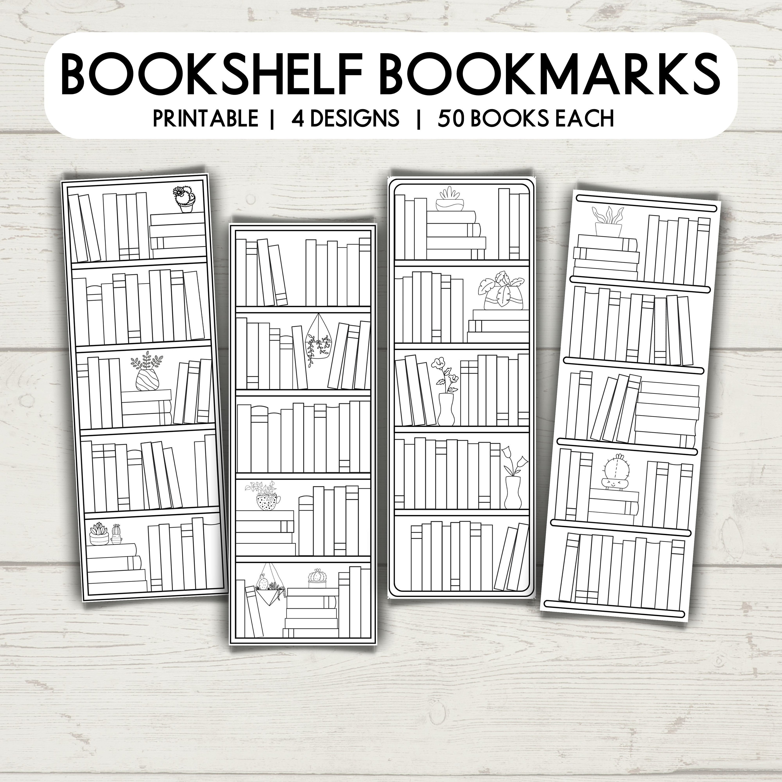 Printable Bookshelf Bookmarks Reading Tracker Coloring - Etsy