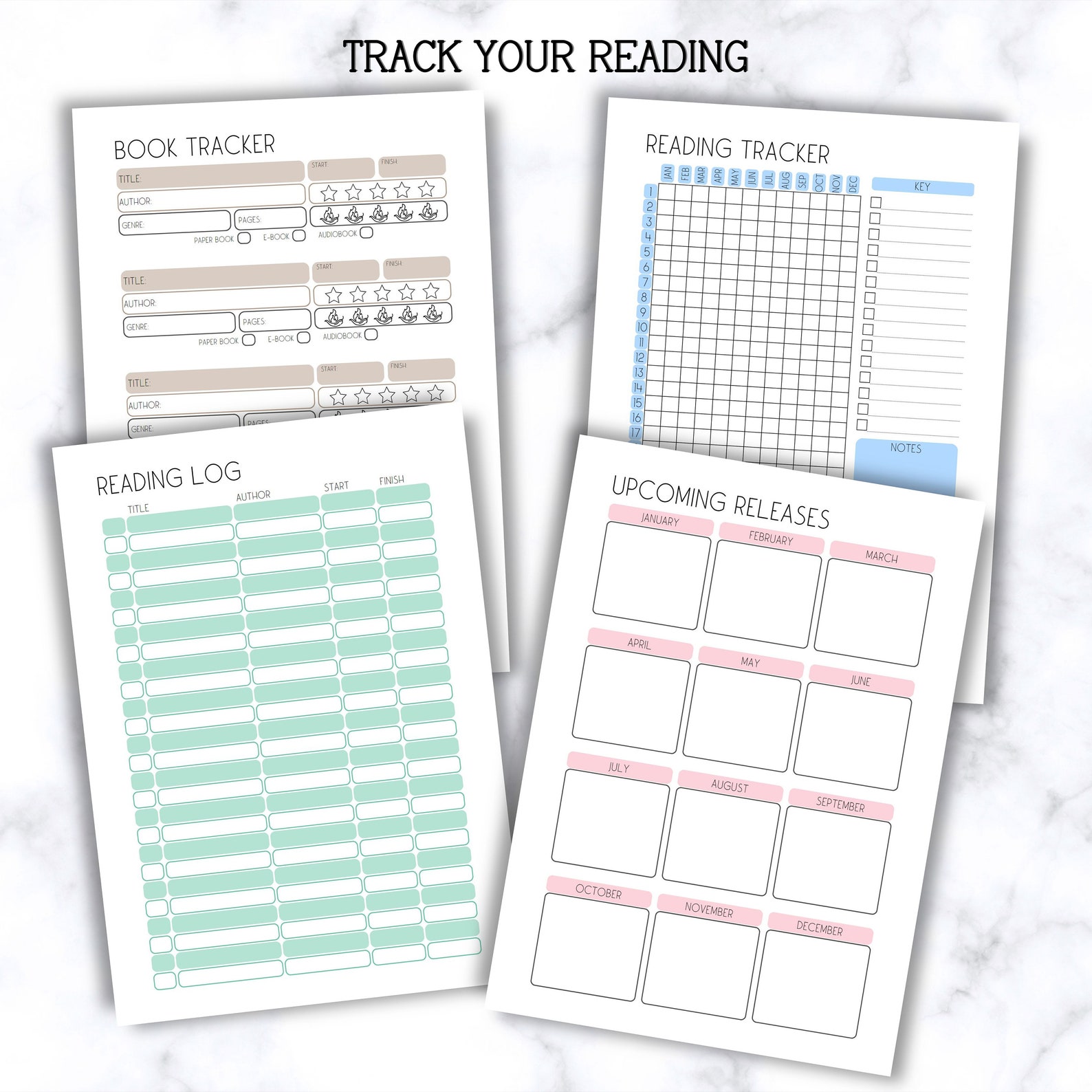 Reading Planner, Reading Journal Printable, Book Review Journal Book ...