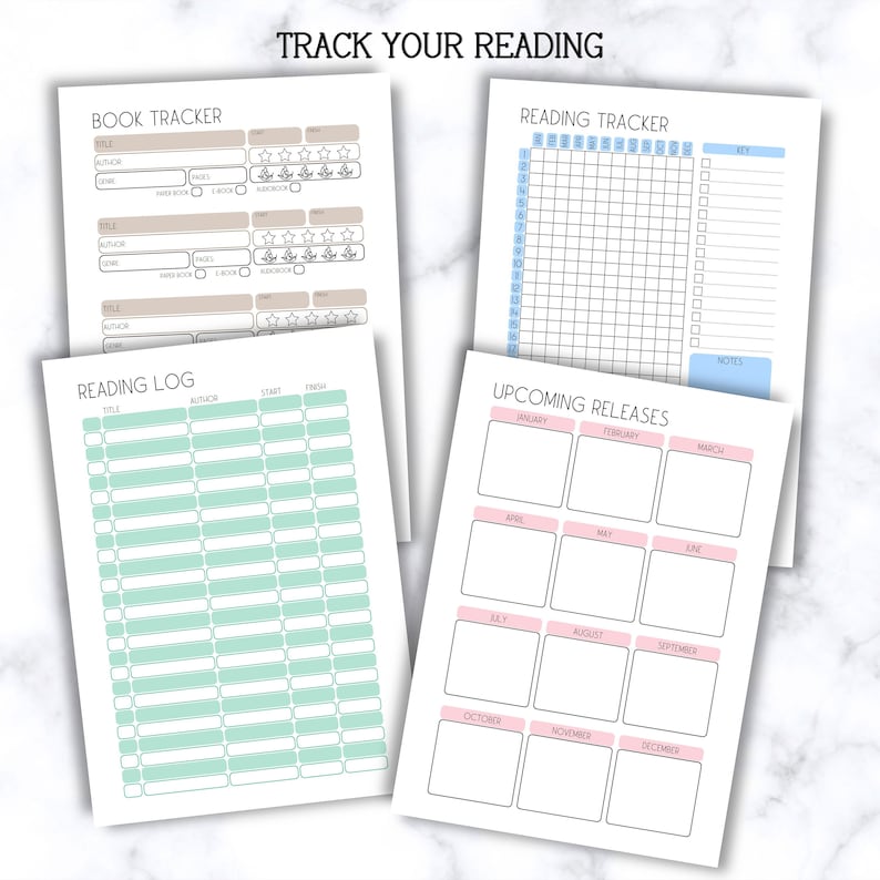 Printable Reading Journal: Book Review, Tracker, and Log (digital ...