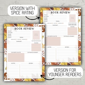 Printable Book Review Template, Fall Reading Tracker, Printable Reading ...