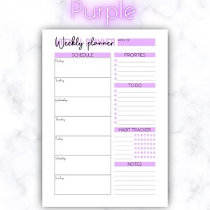 Weekly Planner Printable, Colorful Planner, A4 A5 Letter Half Letter ...