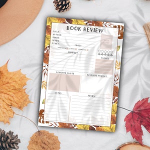 Printable Book Review Template, Fall Reading Tracker, Printable Reading ...