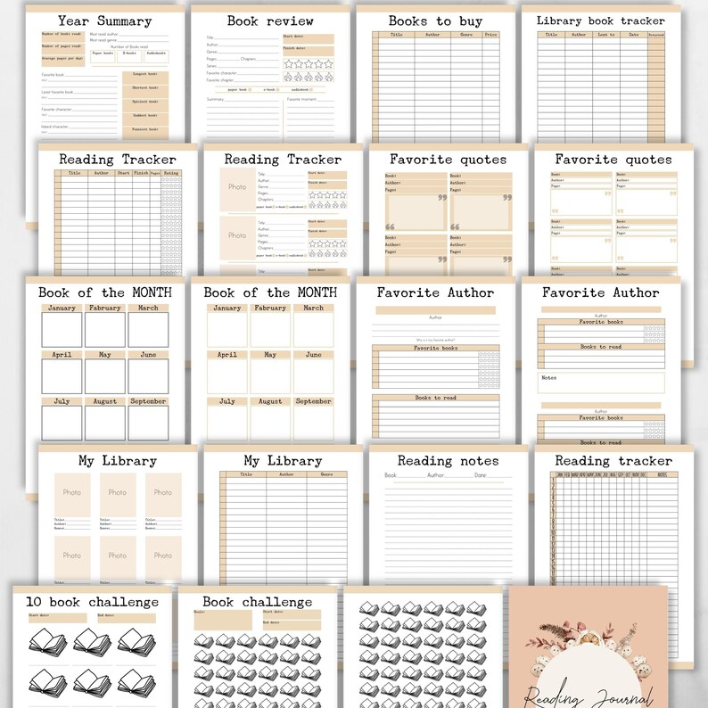 Reading Journal Printable: Book Review & Tracker (digital Download) - Etsy