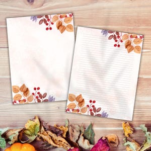 Printable Autumn Stationery, Fall Writing Paper, Watercolor Fall ...
