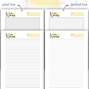 Notes Pages Printable, Colorful Notes, Lined Notes Pages, Graph Paper ...