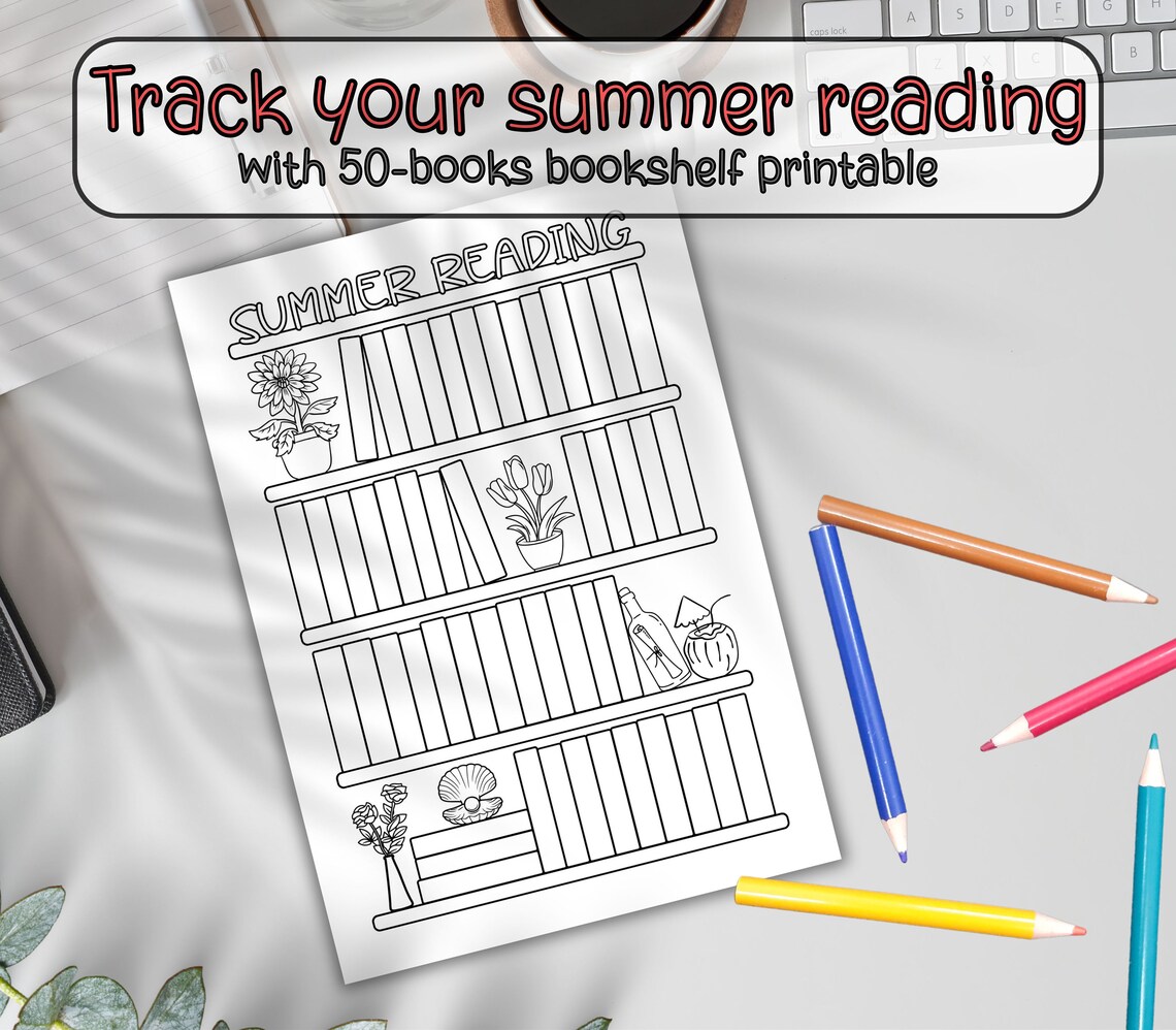 Summer Reading Bookshelf Tracker: 25 or 50 Books (digital Download) - Etsy