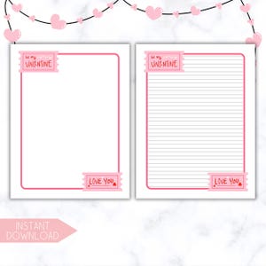 Valentine's Day Stationery Paper Printable, Romantic Notes Pages ...