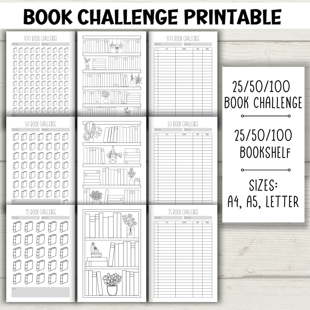 Book Challenge Printable: Reading Tracker, Coloring Bookshelf (PDF) - Etsy