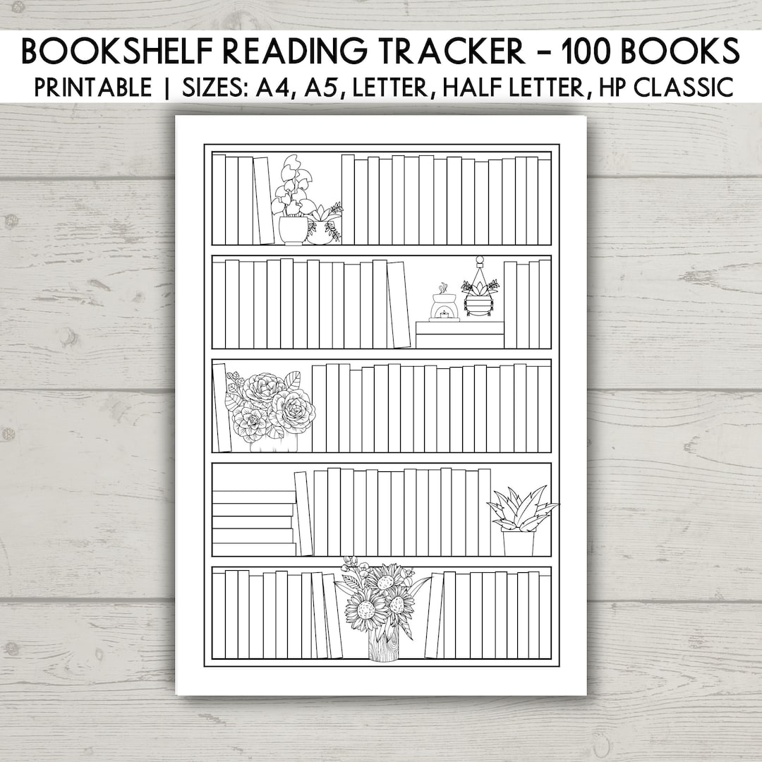 Printable Bookshelf Reading Tracker, Plants and Flowers Reading Planner ...