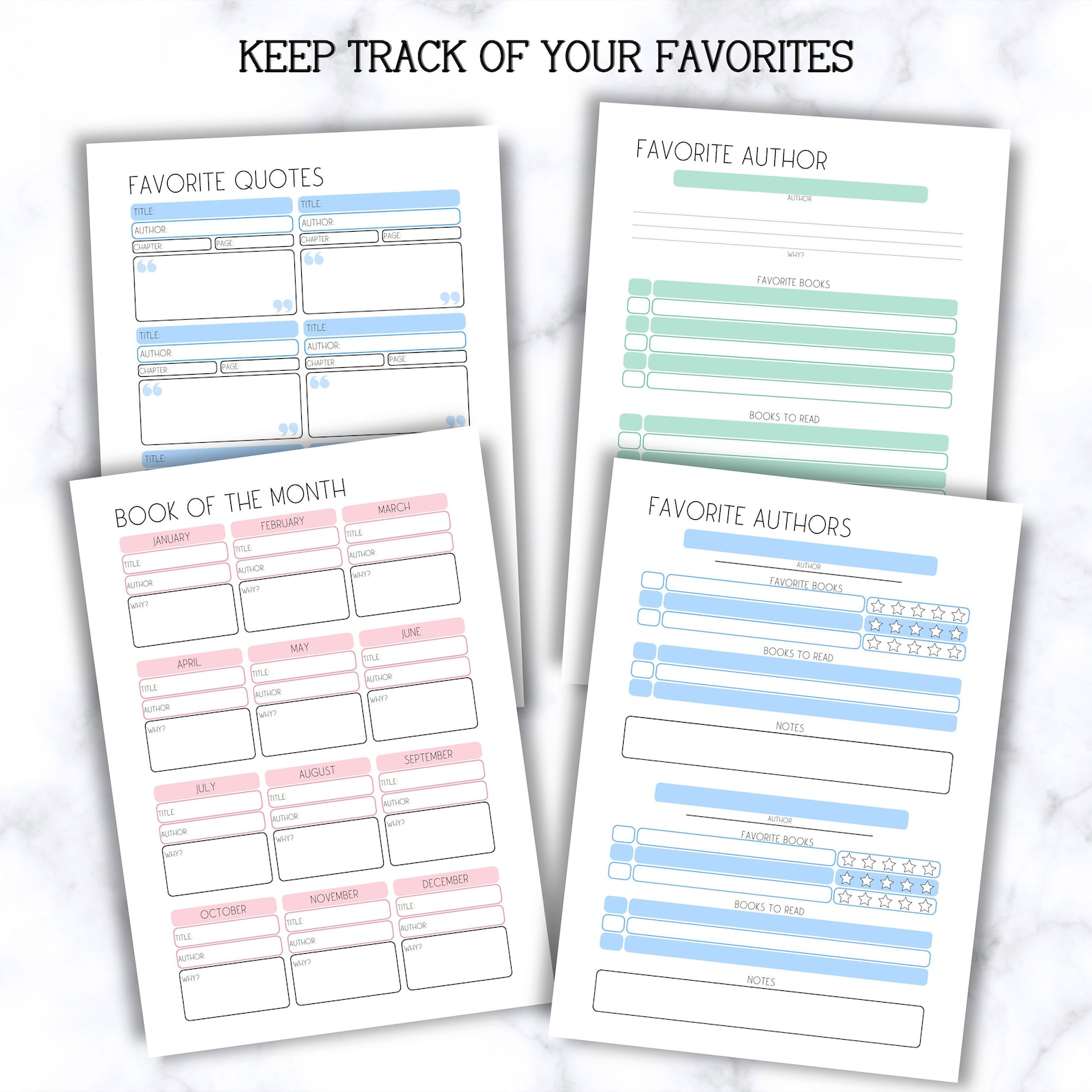 Reading Planner, Reading Journal Printable, Book Review Journal Book ...