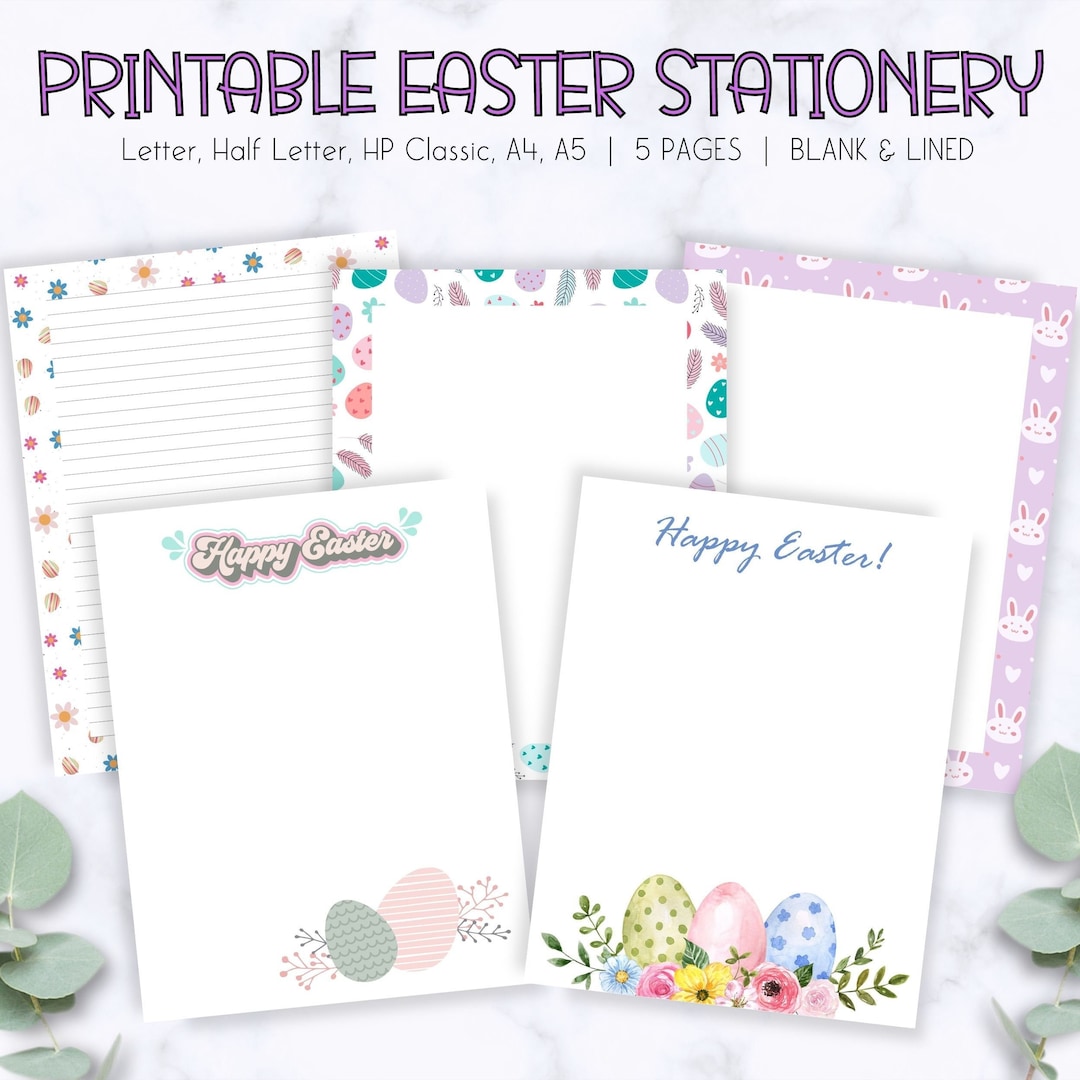 Printable Easter Stationery, Lined and Blank Letter Writing Paper ...