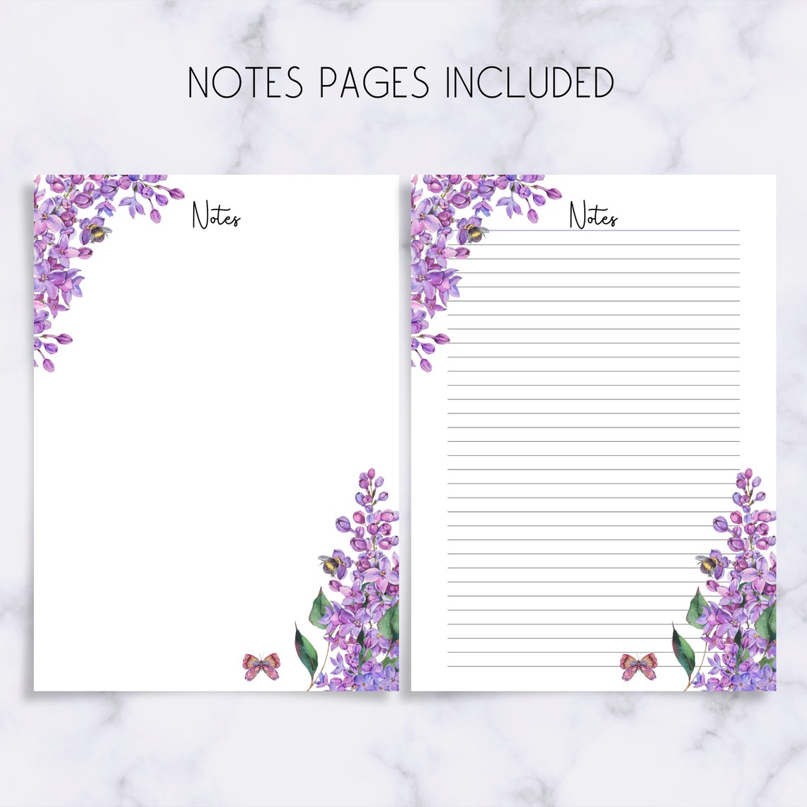 Printable Planner Bundle Floral Planner Lilac Flower Themed - Etsy