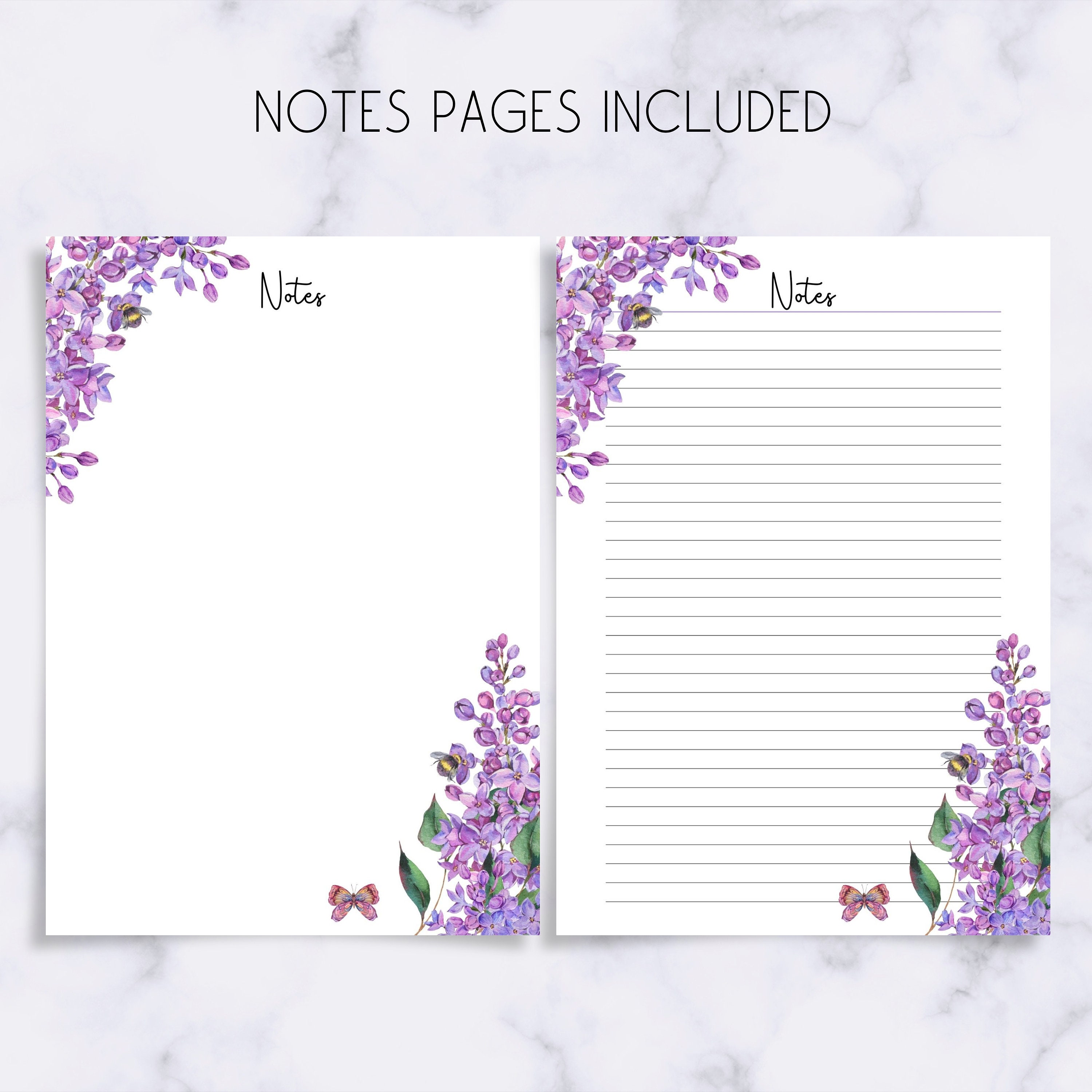Printable Planner Bundle Floral Planner Lilac Flower Themed - Etsy