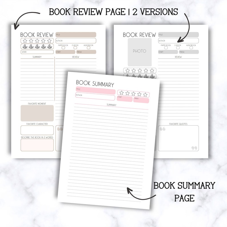 Reading Planner Reading Journal Printable Book Review - Etsy