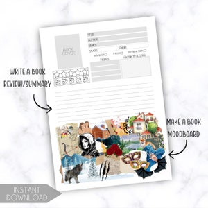 Printable Book Review With Mood Board, Book Summary, Printable Reading ...