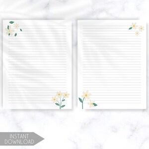 Printable Daisy Stationery, Daisy Writing Paper, Floral Stationery A4 ...