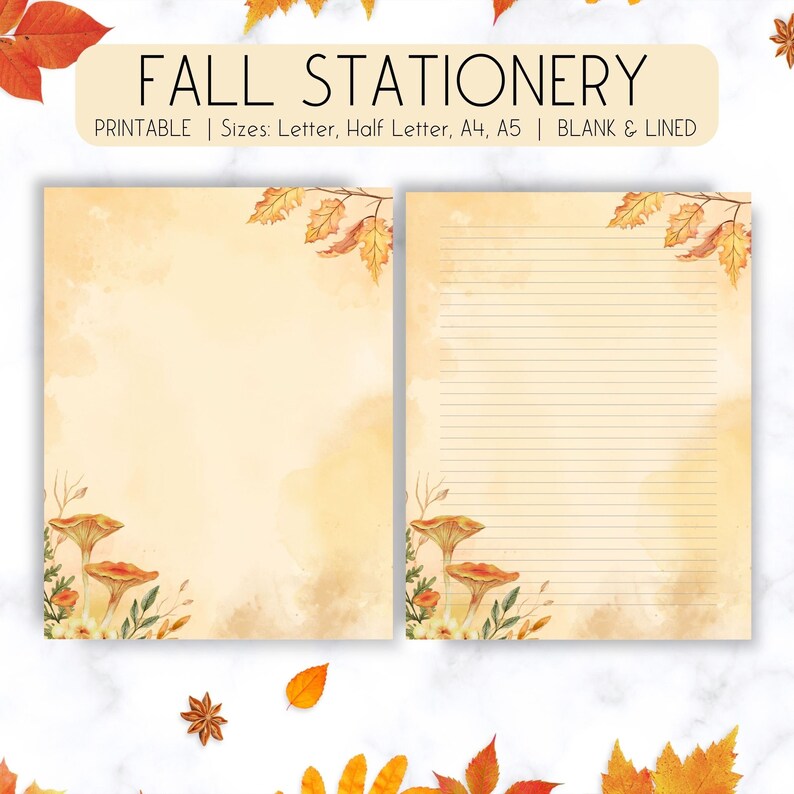 Printable Fall Stationery Printable Autumn Writing Paper - Etsy