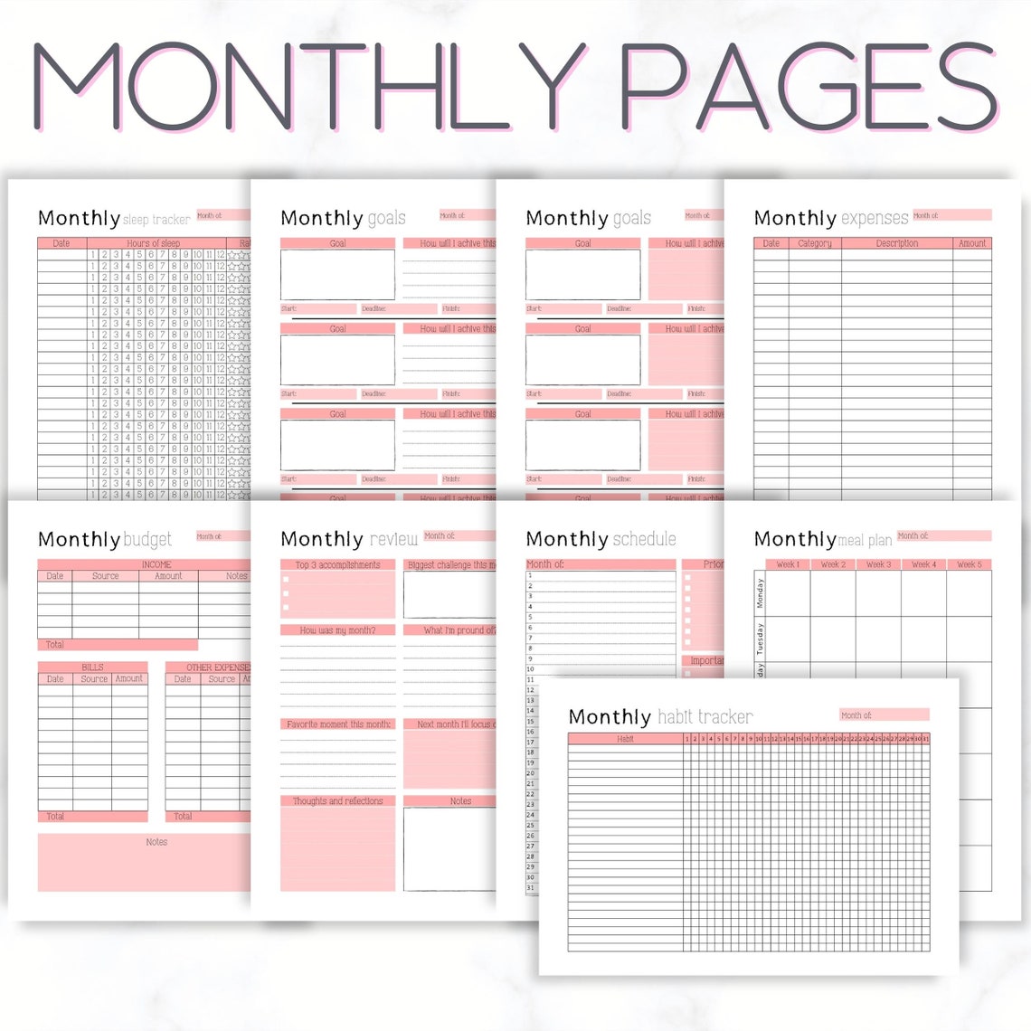 2023 Planner Pink Printable Daily Planner Weekly Planner - Etsy