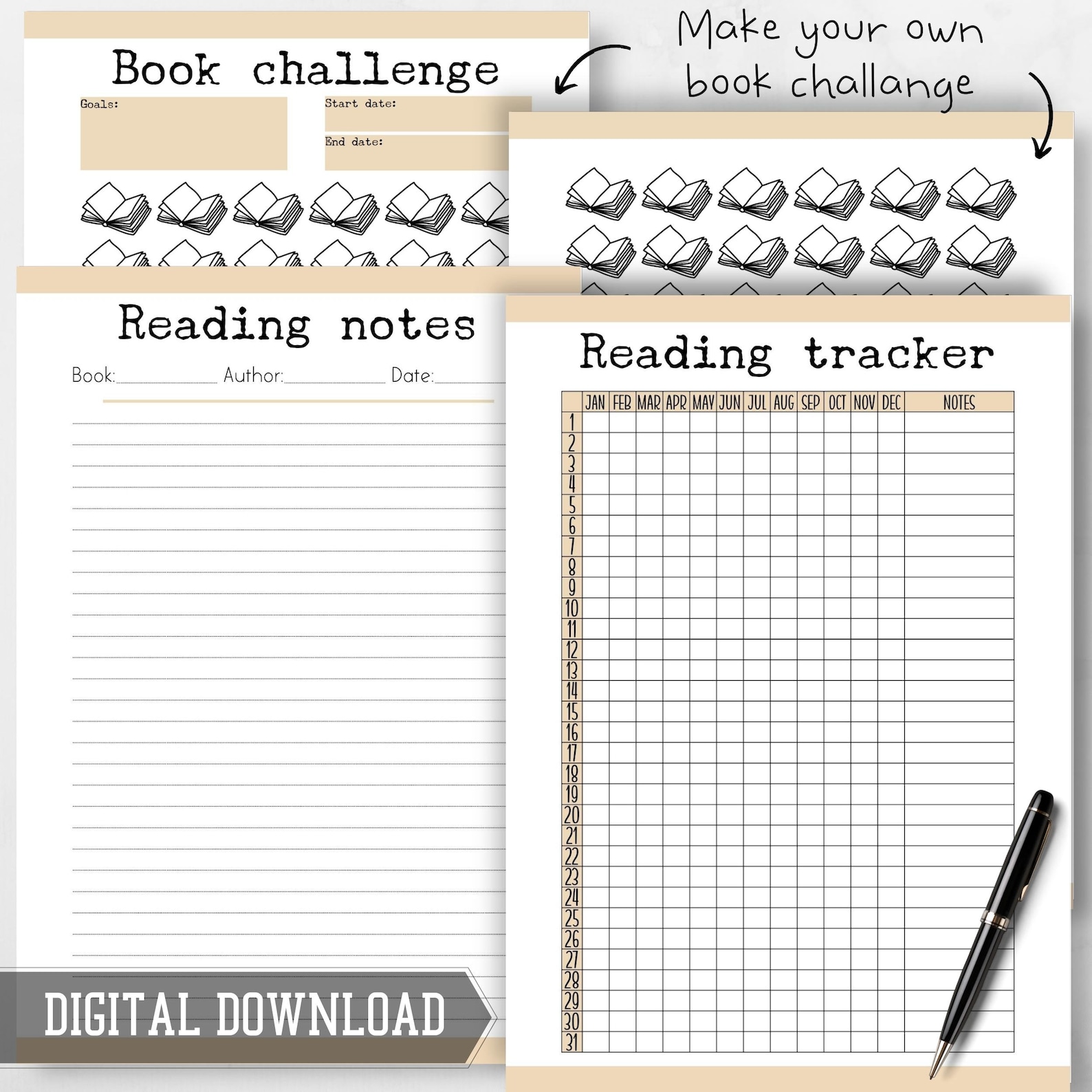 Reading Journal Printable: Book Review & Tracker (digital Download) - Etsy
