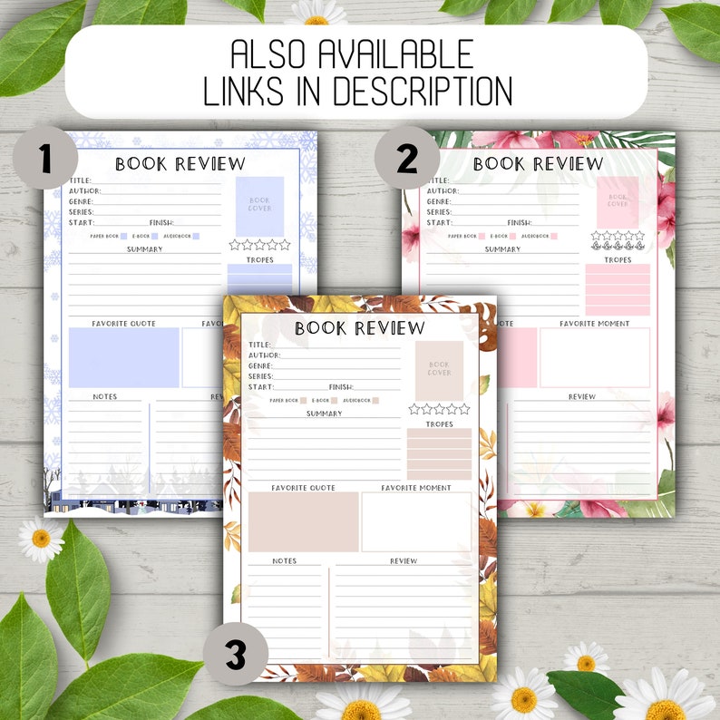 Spring Book Review Template: Reading Journal Printable (PDF) - Etsy