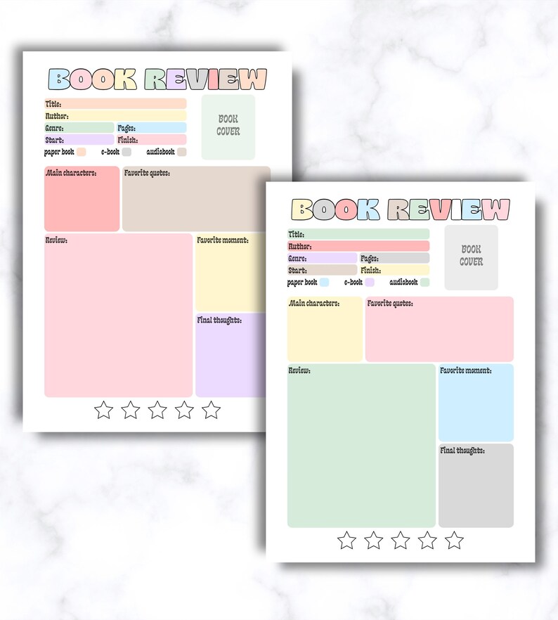 Book Review Printable Cute Book Review Template for Kids - Etsy