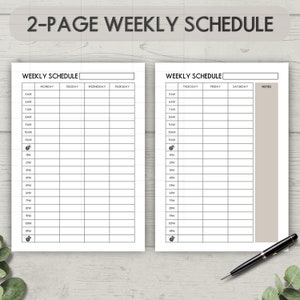 Printable Planner Bundle, 2 Page Daily Planner, 2 Page Weekly Planner ...