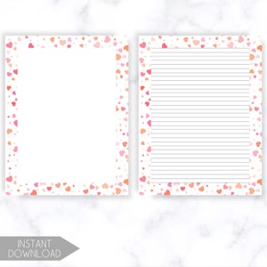 Valentine's Day Stationery Paper Printable, Writing Paper, Romantic ...