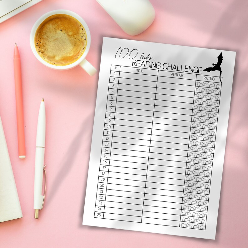 Fantasy Bookshelf Reading Tracker: 100 Books Challenge (digital ...