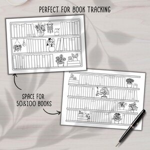 Reading Tracker Printable, Landscape Bookshelf Reading Log A4 A5 Letter ...