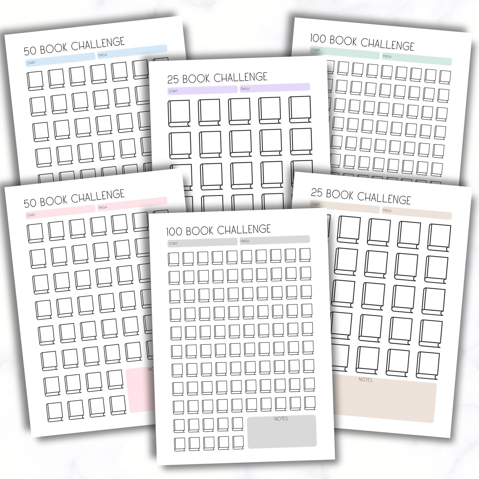 Colorful Book Challenge Printable: Reading Tracker (digital Download ...