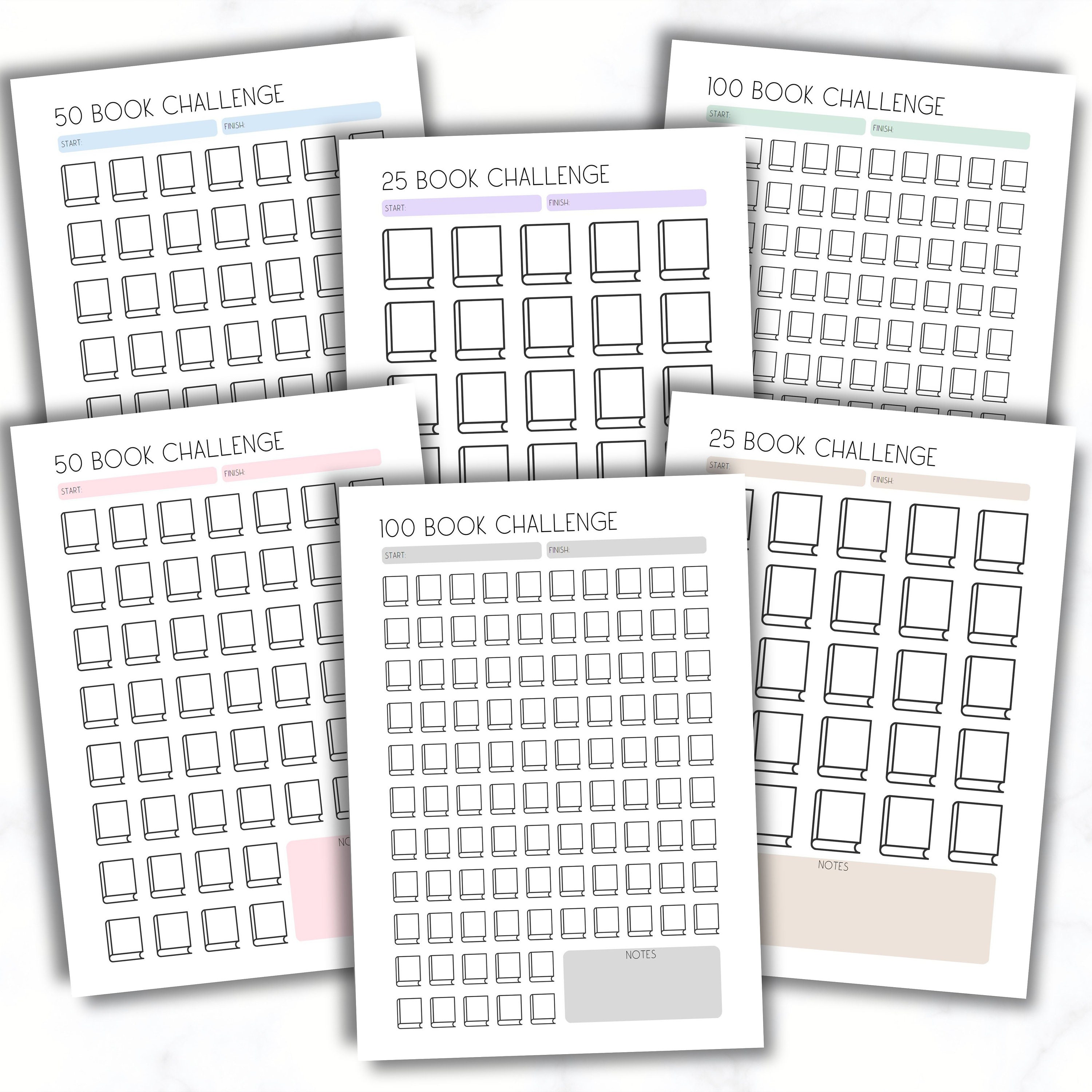 Colorful Book Challenge Printable: Reading Tracker (digital Download ...