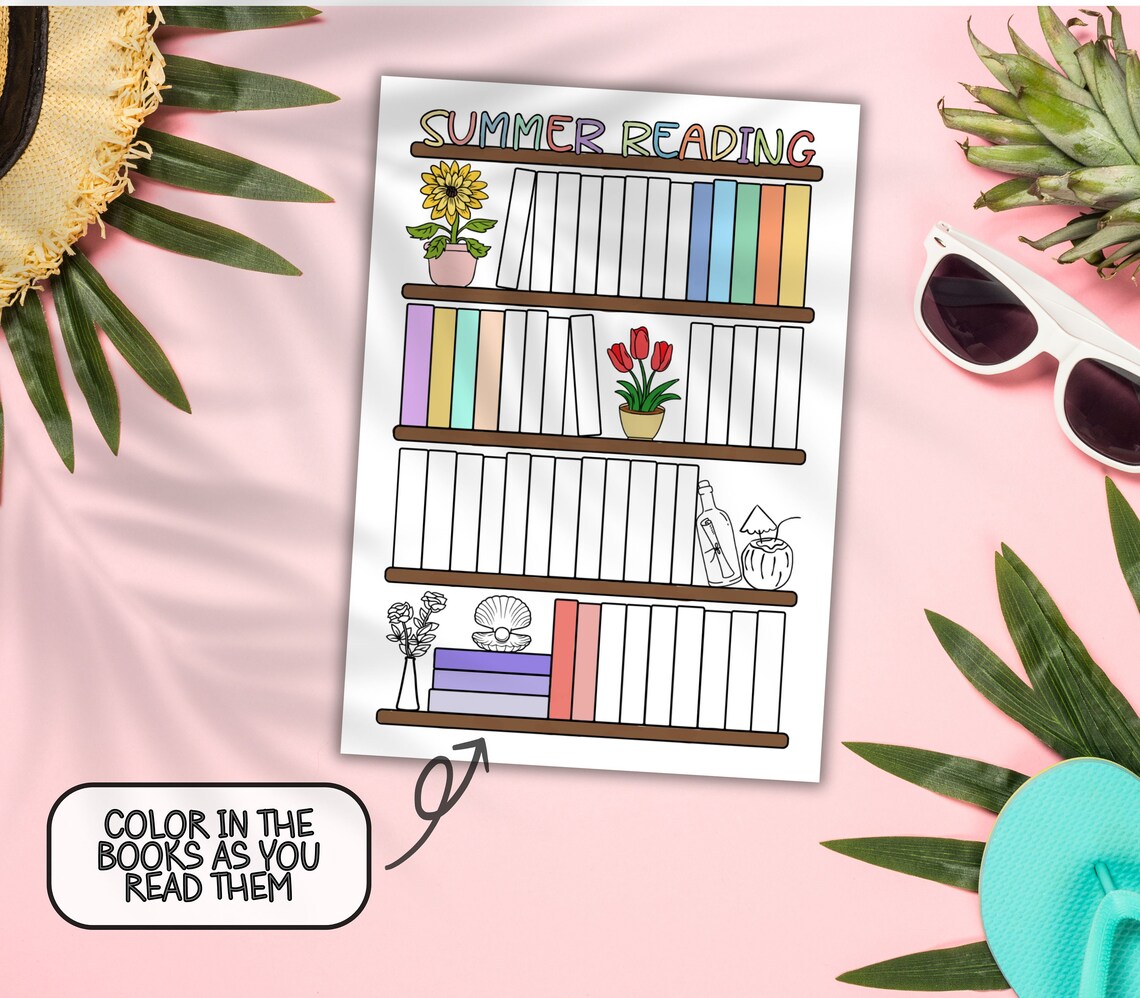 Summer Reading Bookshelf Tracker: 25 or 50 Books (digital Download) - Etsy