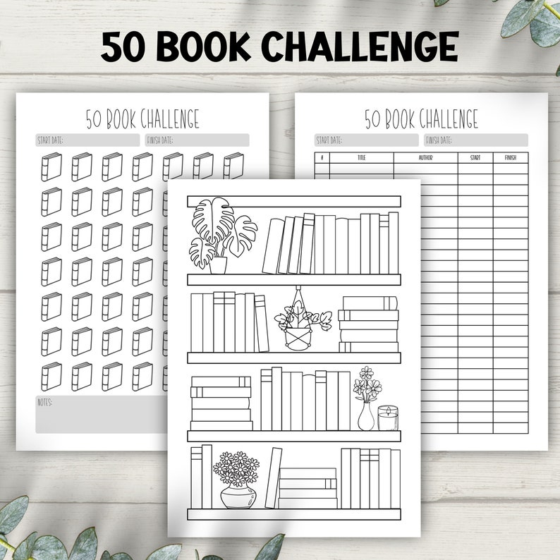 Book Challenge Printable: Reading Tracker, Coloring Bookshelf (PDF) - Etsy