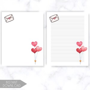 Valentine's Day Stationery Paper Printable, Writing Paper, Romantic ...