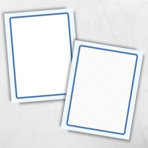 Floral Stationery Printable, Blue Flowers Writing Paper, Floral Notes ...