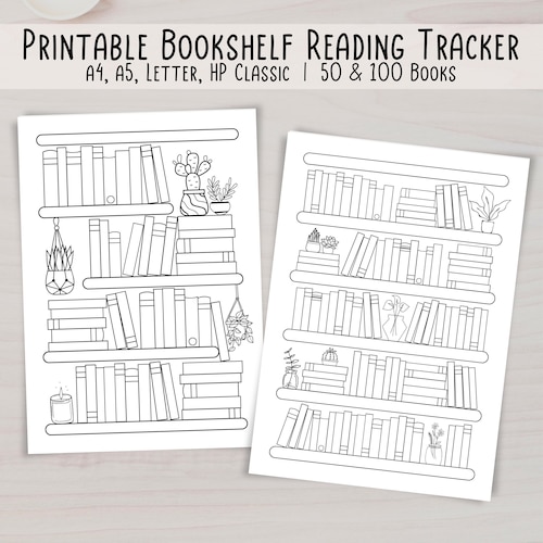 Reading Journal Printable Bookshelf Book Tracker Book - Etsy