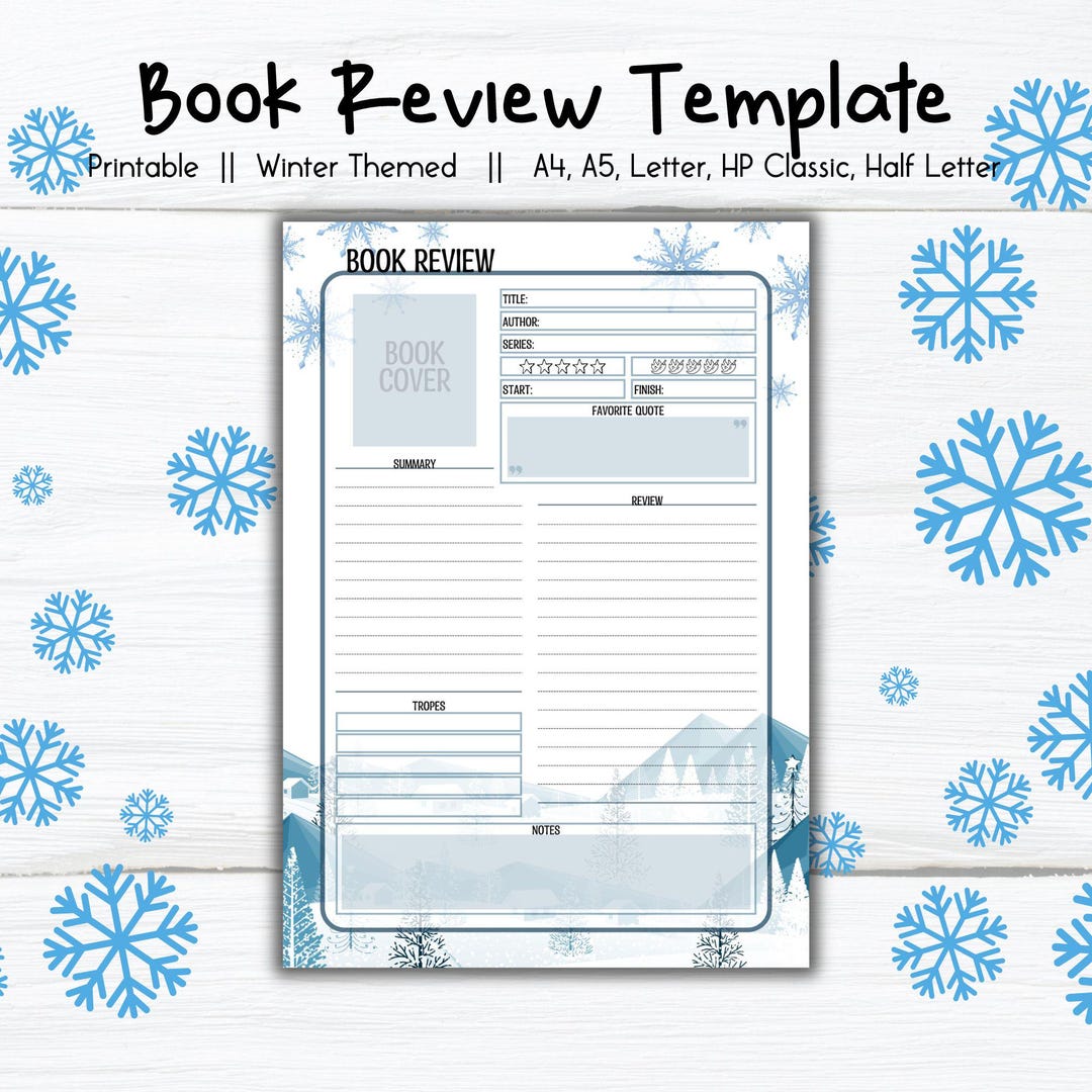 Printable Book Review Template, Winter Reading Tracker, Printable ...