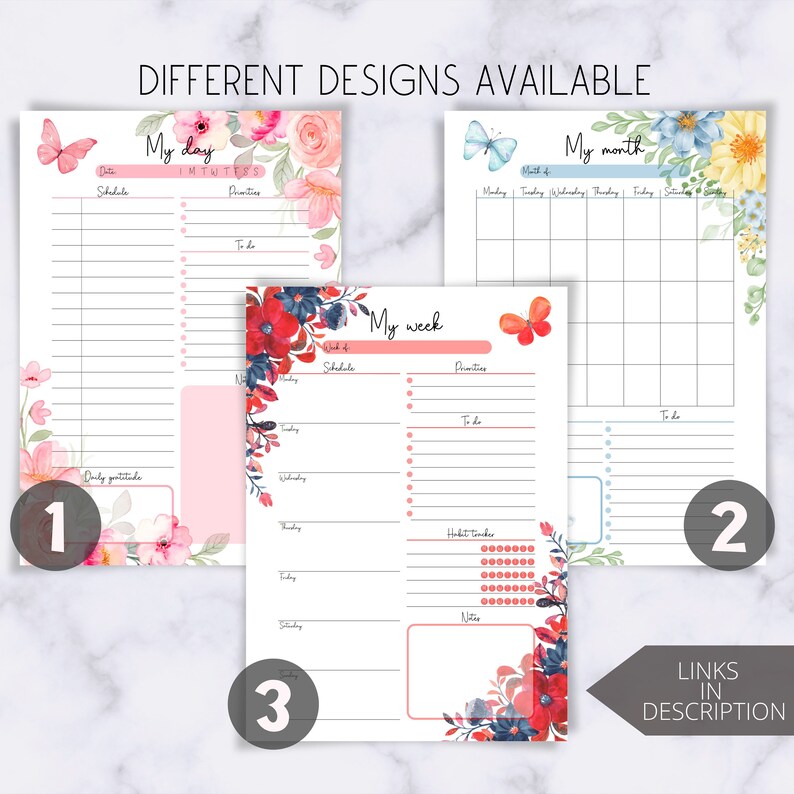 Printable Planner Bundle Floral Planner Lilac Flower Themed - Etsy
