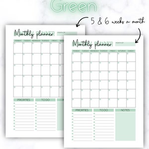 Monthly Planner Printable, Colorful Planner A5 A4 Letter Half Letter ...